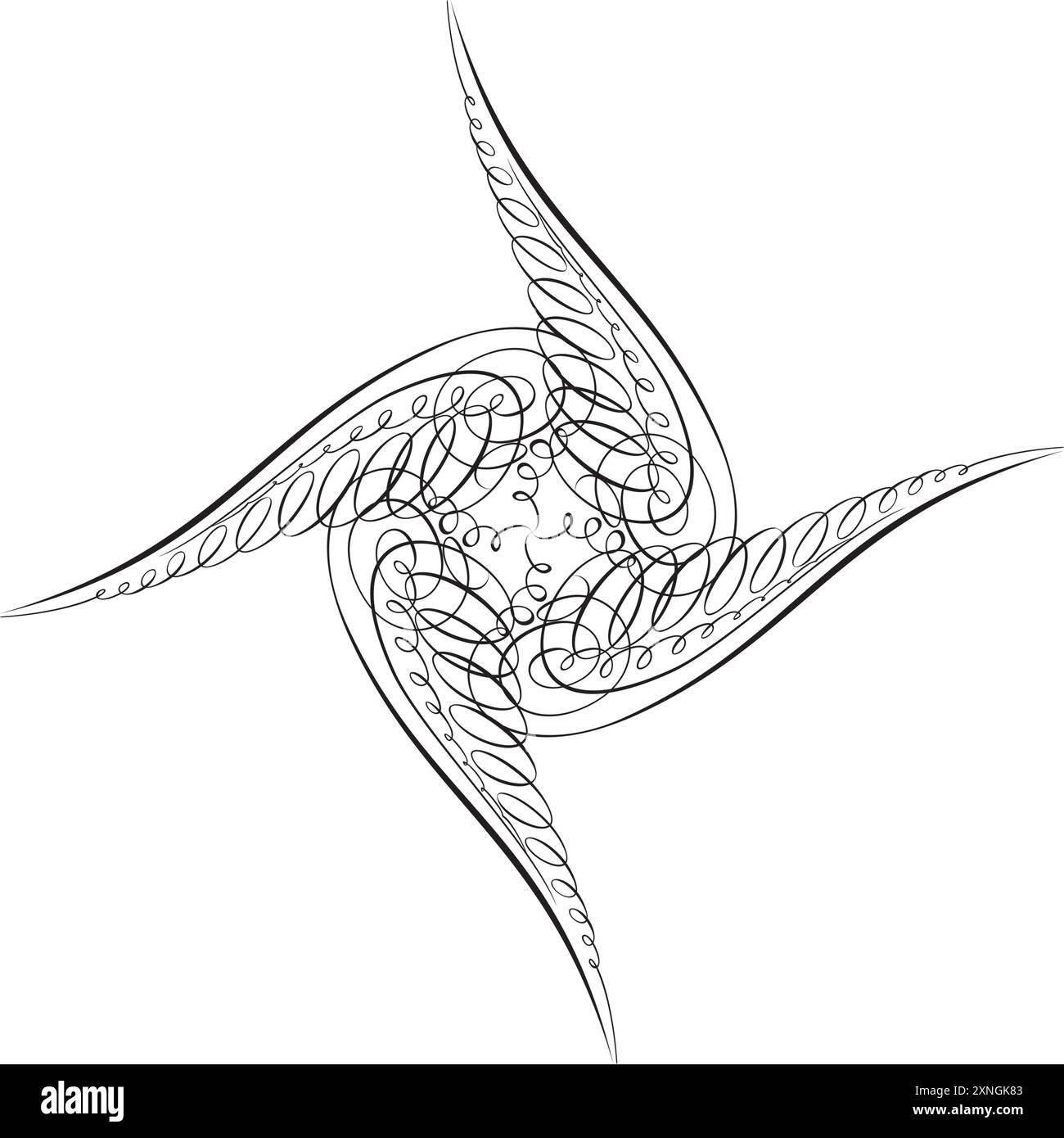 Star in decorative style. Round ornament. Calligraphic style. Vector ...