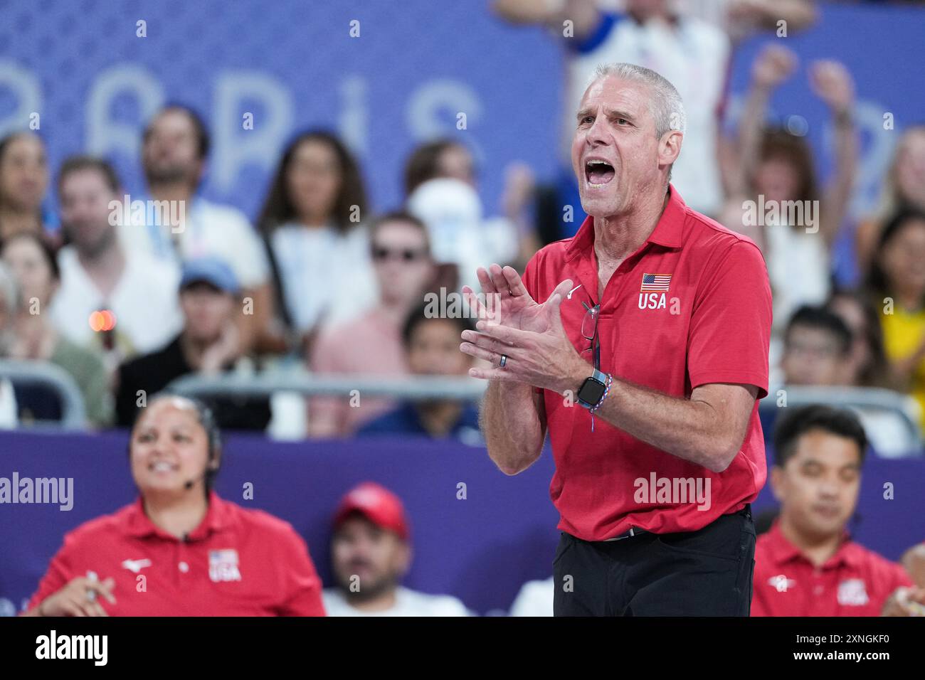 Paris, France. 31st July, 2024. Karch Kiraly, head coach of team USA ...