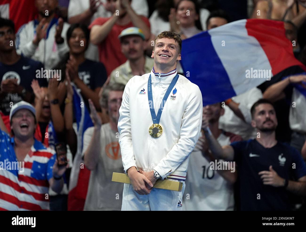 France's Leon Marchand after winning the men's 200m breaststroke final ...
