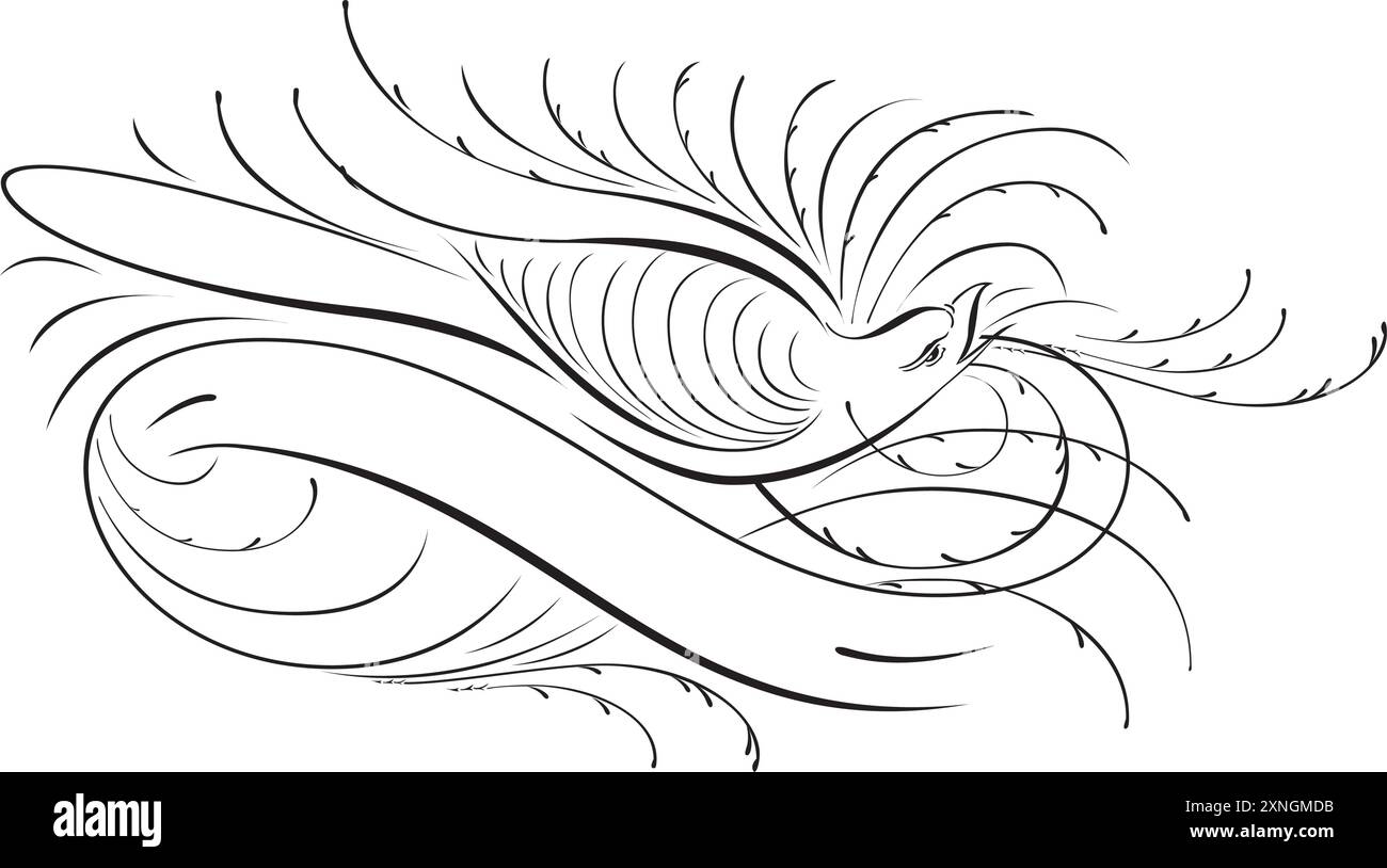 abstract bird with elegant calligraphy strokes for illustration Stock ...