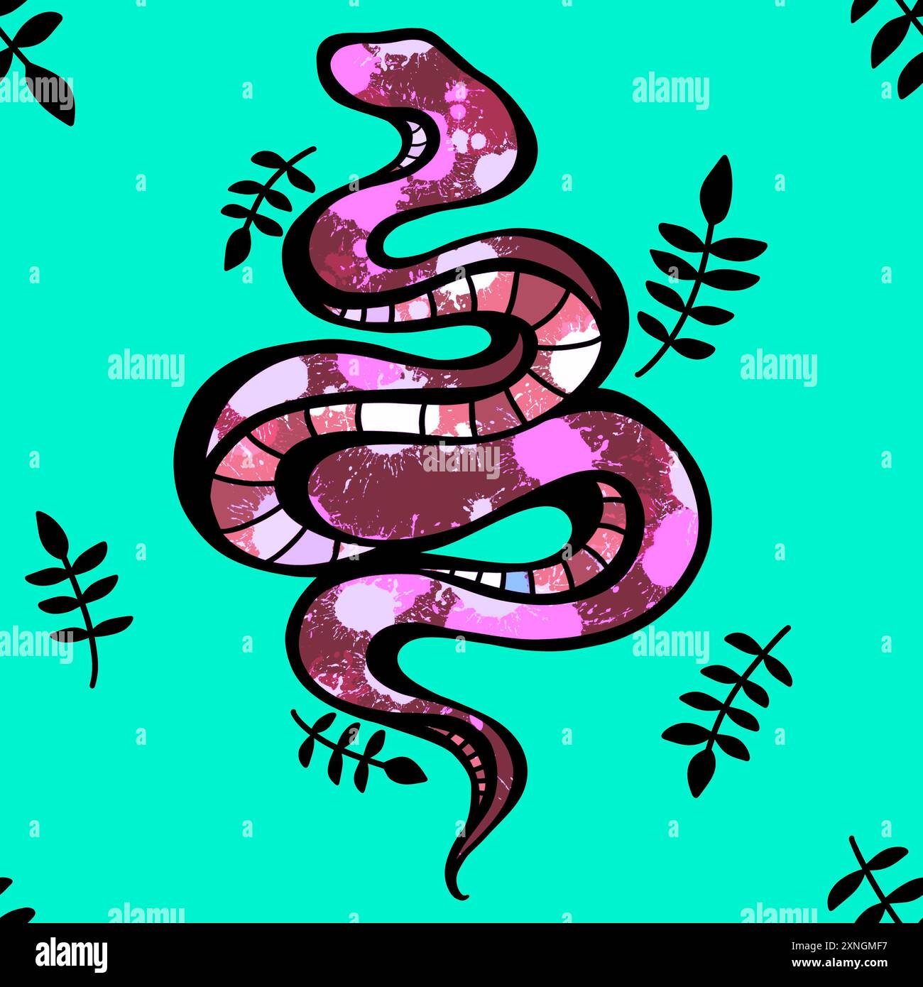 Summer cartoon animals seamless snake pattern for wrapping paper and ...
