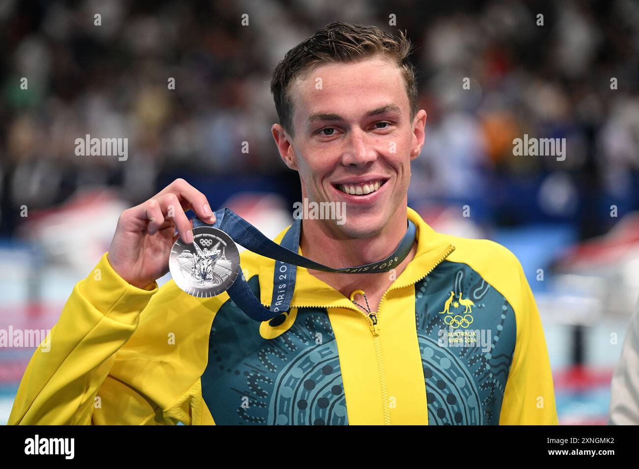 Paris, France. 31st July, 2024. Silver medallist Australian swimmer Zac ...