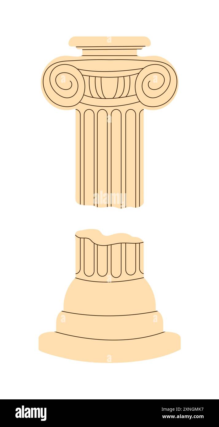 Greek antique columns. Architectural elements of ancient Hellas. Museum ...