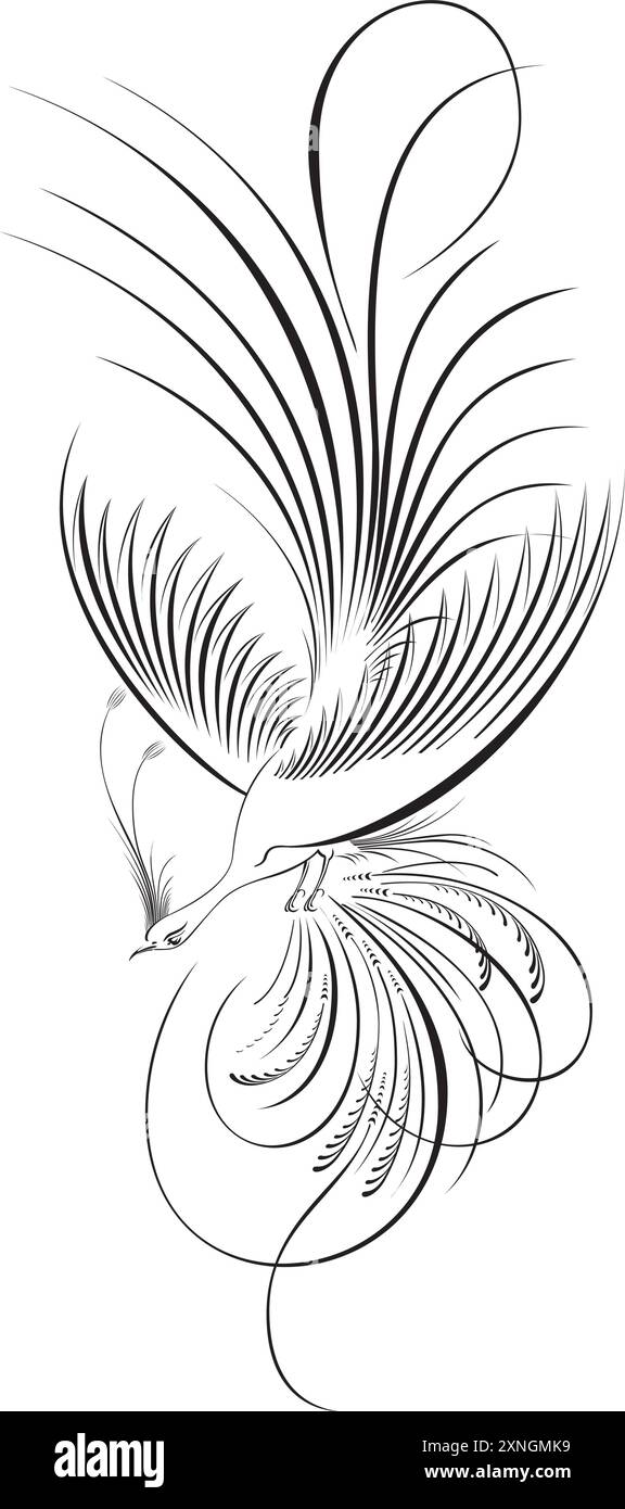 abstract bird with elegant calligraphy strokes for illustration Stock ...
