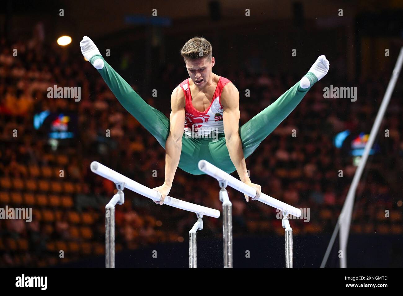 Krisztofer Meszaros (Hungary), parallel bars. European Championships ...