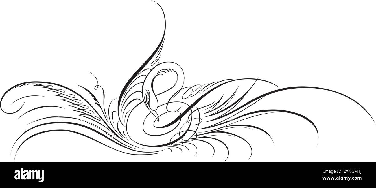 abstract bird with elegant calligraphy strokes for illustration Stock ...