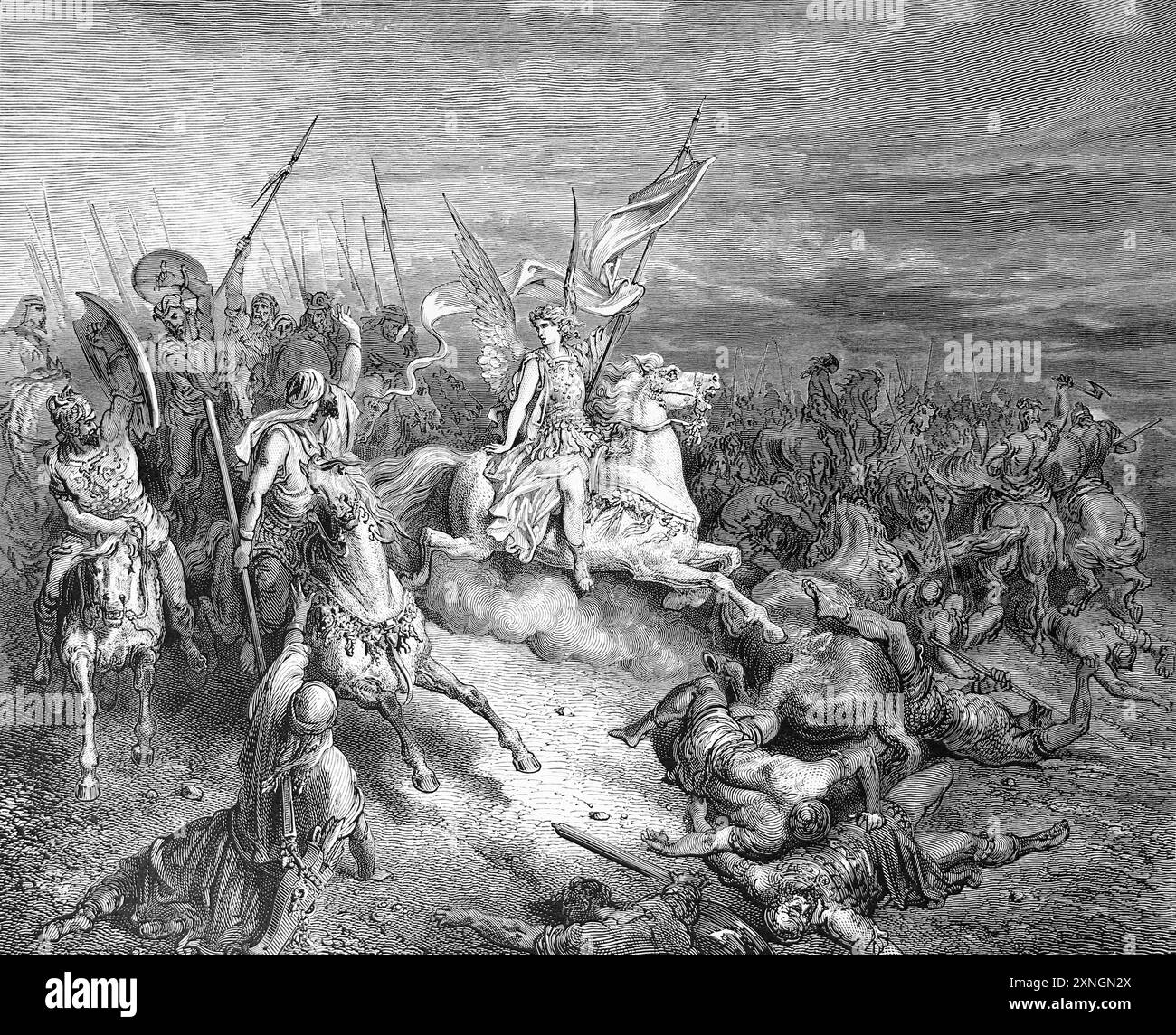 Wood Engraving of "The Angel sent to Deliver Israel" (II Maccabees 11:8 ...