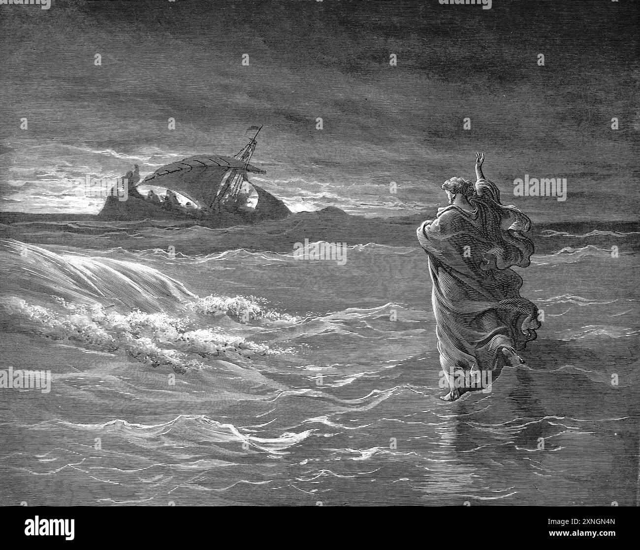 Waves on water from boat Black and White Stock Photos & Images - Alamy