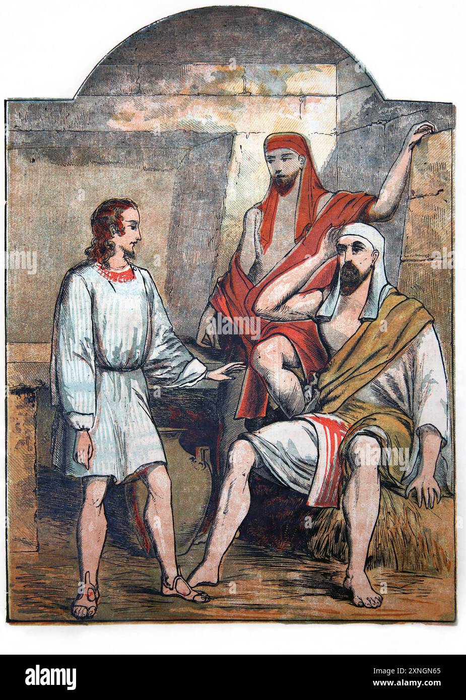 Illustration of Joseph interpreting the Servants (Butler and Baker ...
