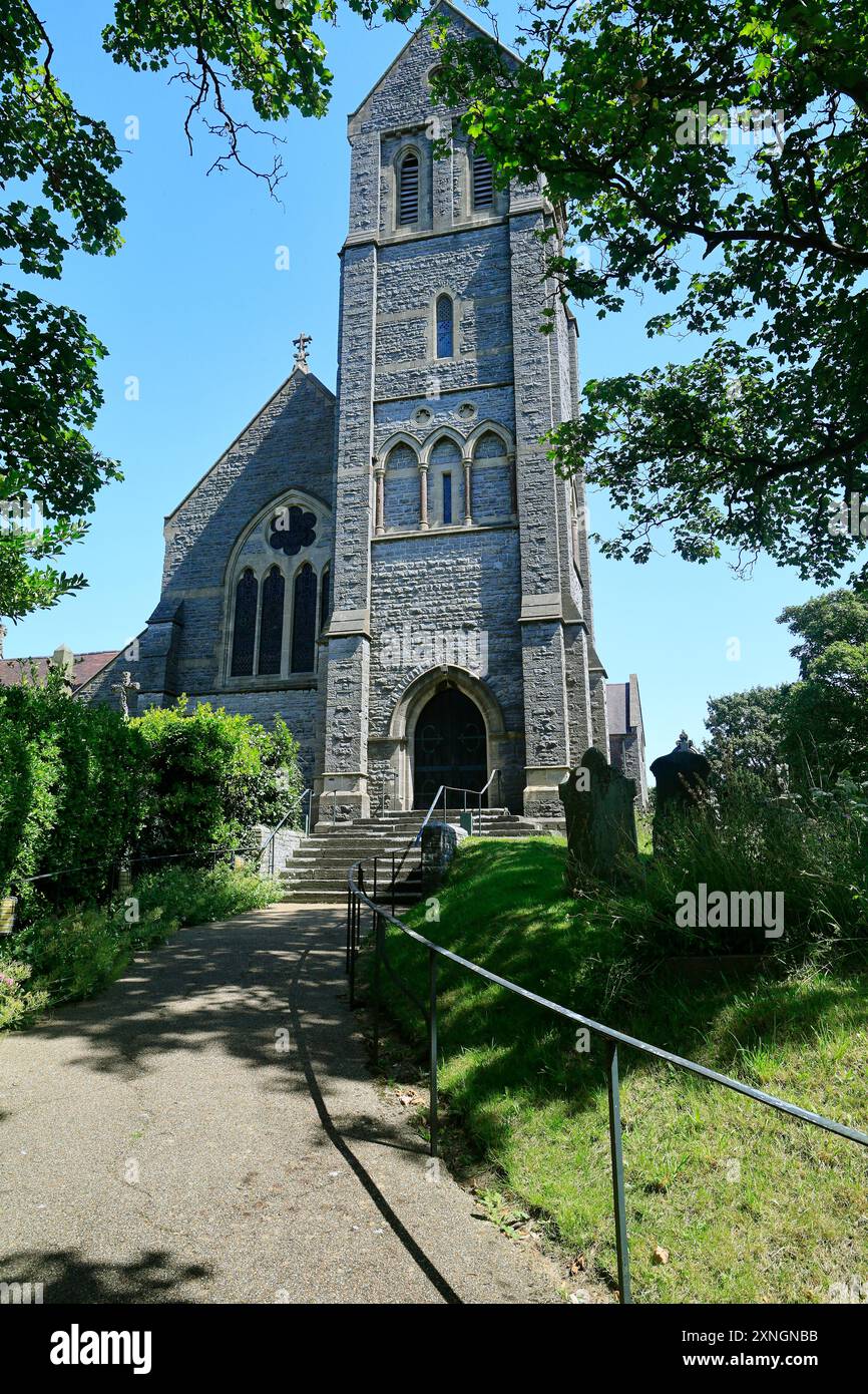 Front view of St Augustine's Church and tower with saddleback roof ...