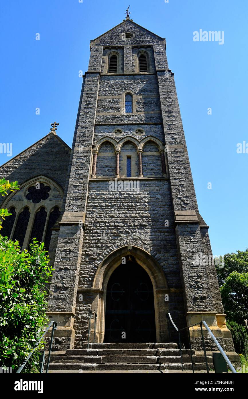 Front view of St Augustine's Church and tower with saddleback roof ...