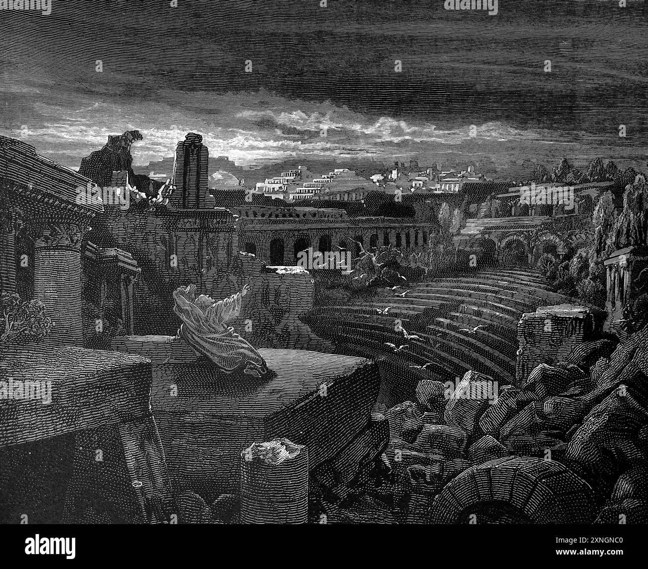 Wood Engraving of Isaiah's Vision of the Destruction of Babylon (Isaiah ...