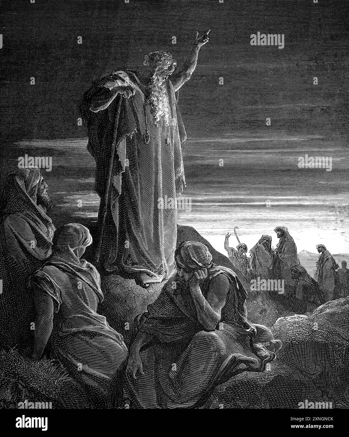 Wood Engraving of Ezekiel Prophesying (Ezekiel 1:3) in the Land of ...