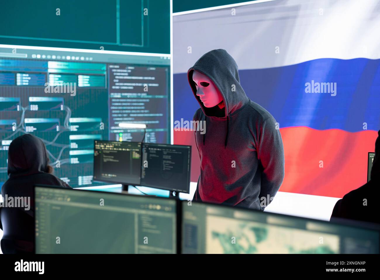 Russian expert working in high tech cyber operations center to collect ...