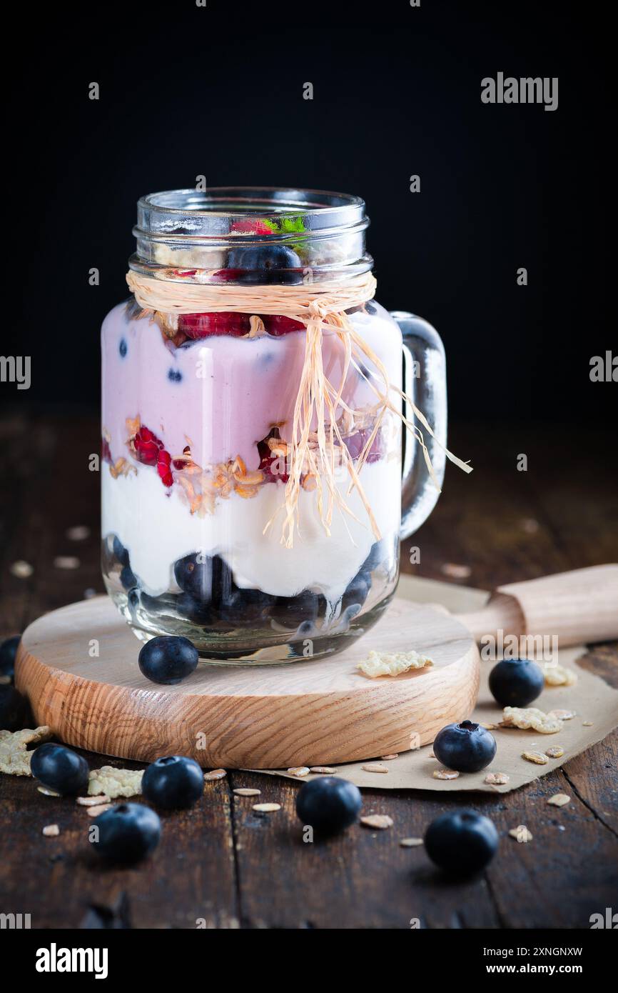Yogurt in glass jar hi-res stock photography and images - Alamy