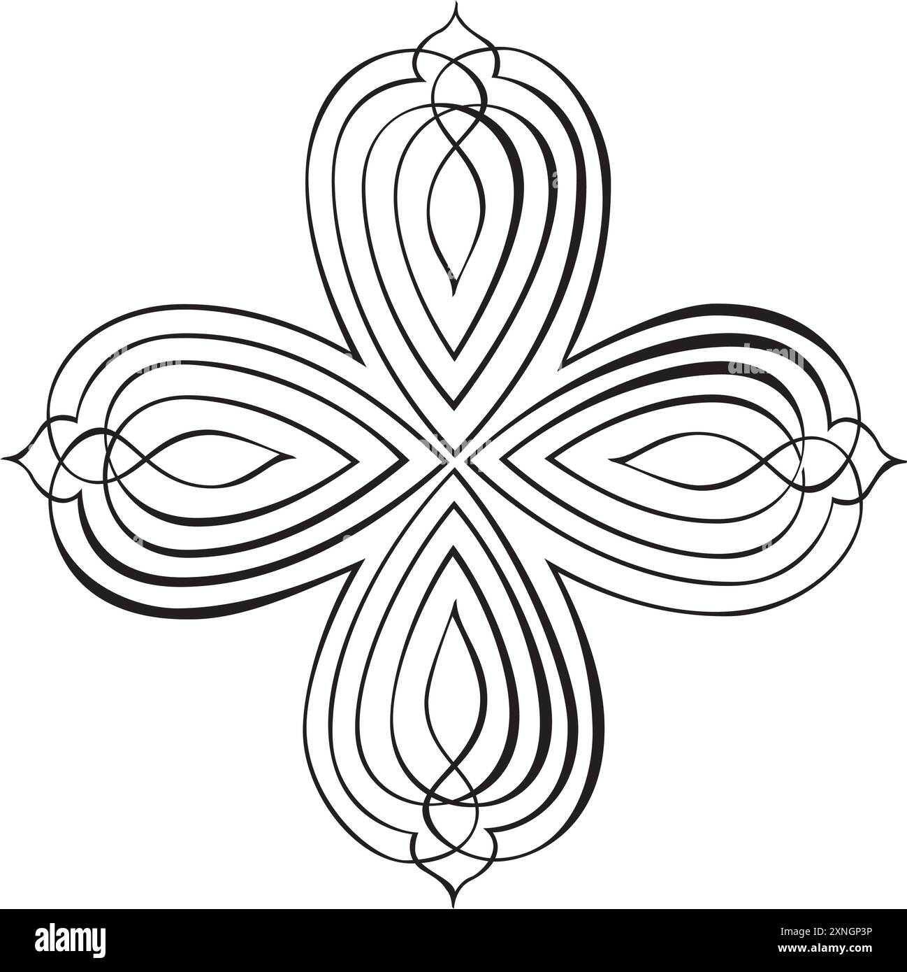 Circular, radial abstract geometric motif. Black and white radial ...