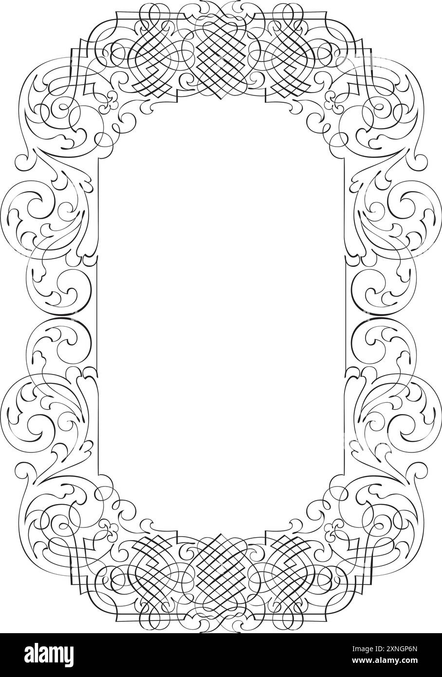 Vintage forged floral classic calligraphic retro vignette scroll frames ...