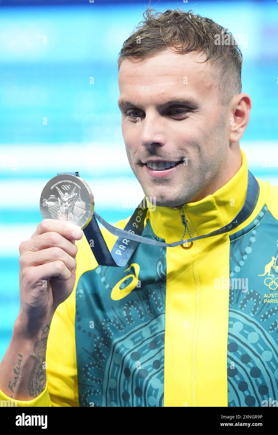 Paris, France. 31st July, 2024. Men's 100m Freestyle Finals silver ...