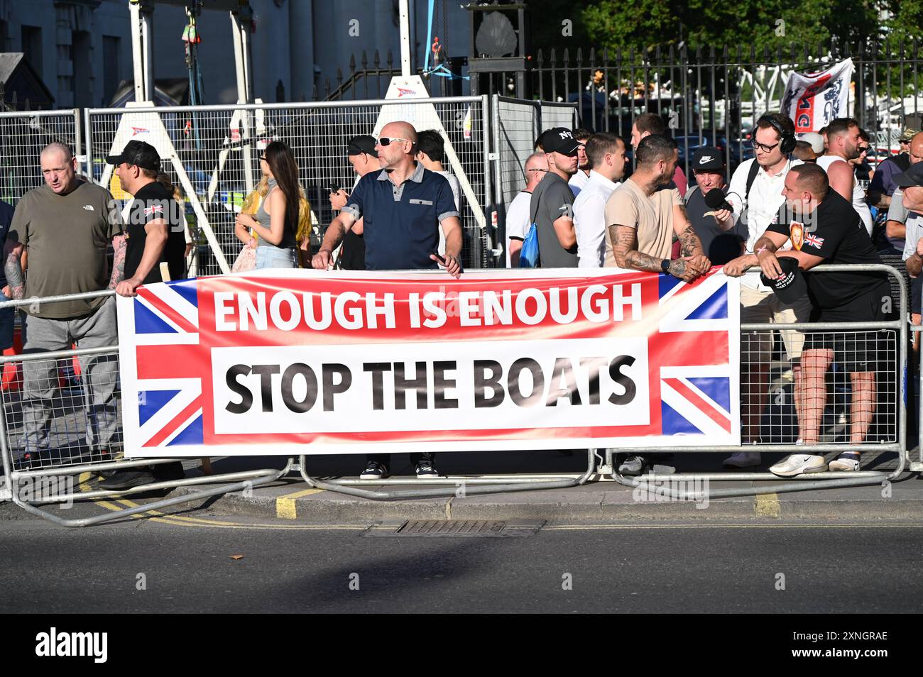 LONDON, ENGLAND - JULY 31 2024: Angry protesters clashed with police ...