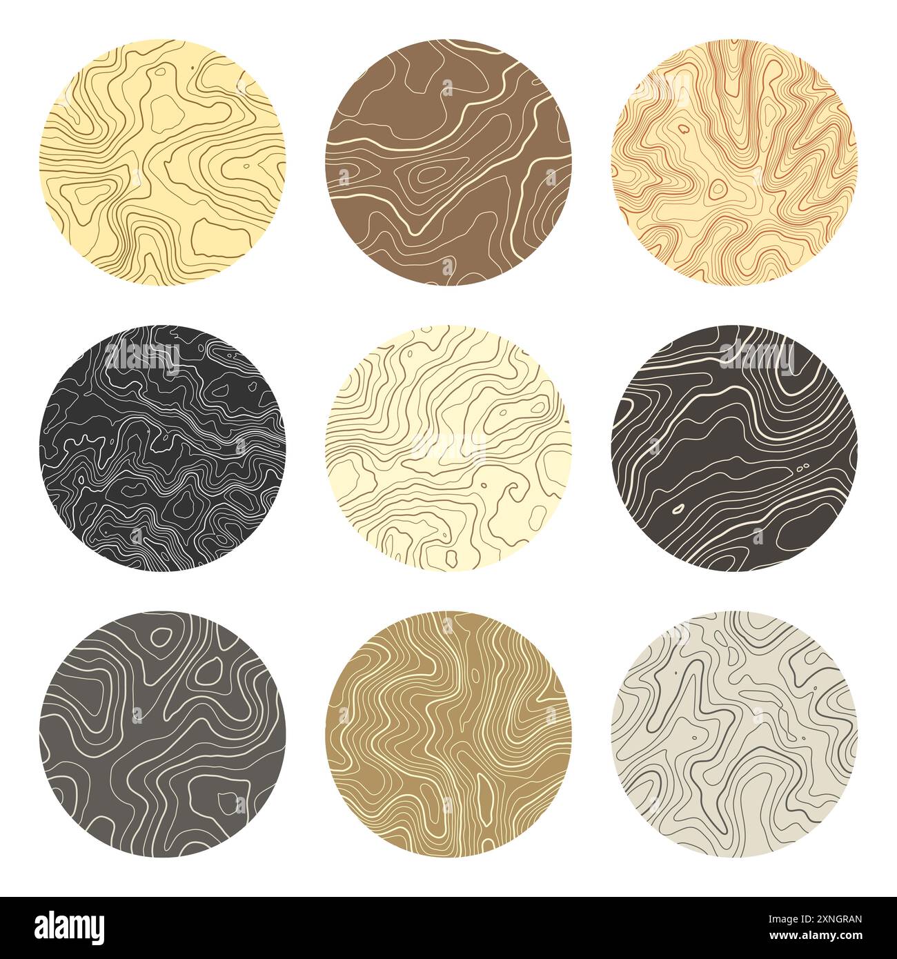 Colorful topographic map with contour lines. Geographic terrain grid ...