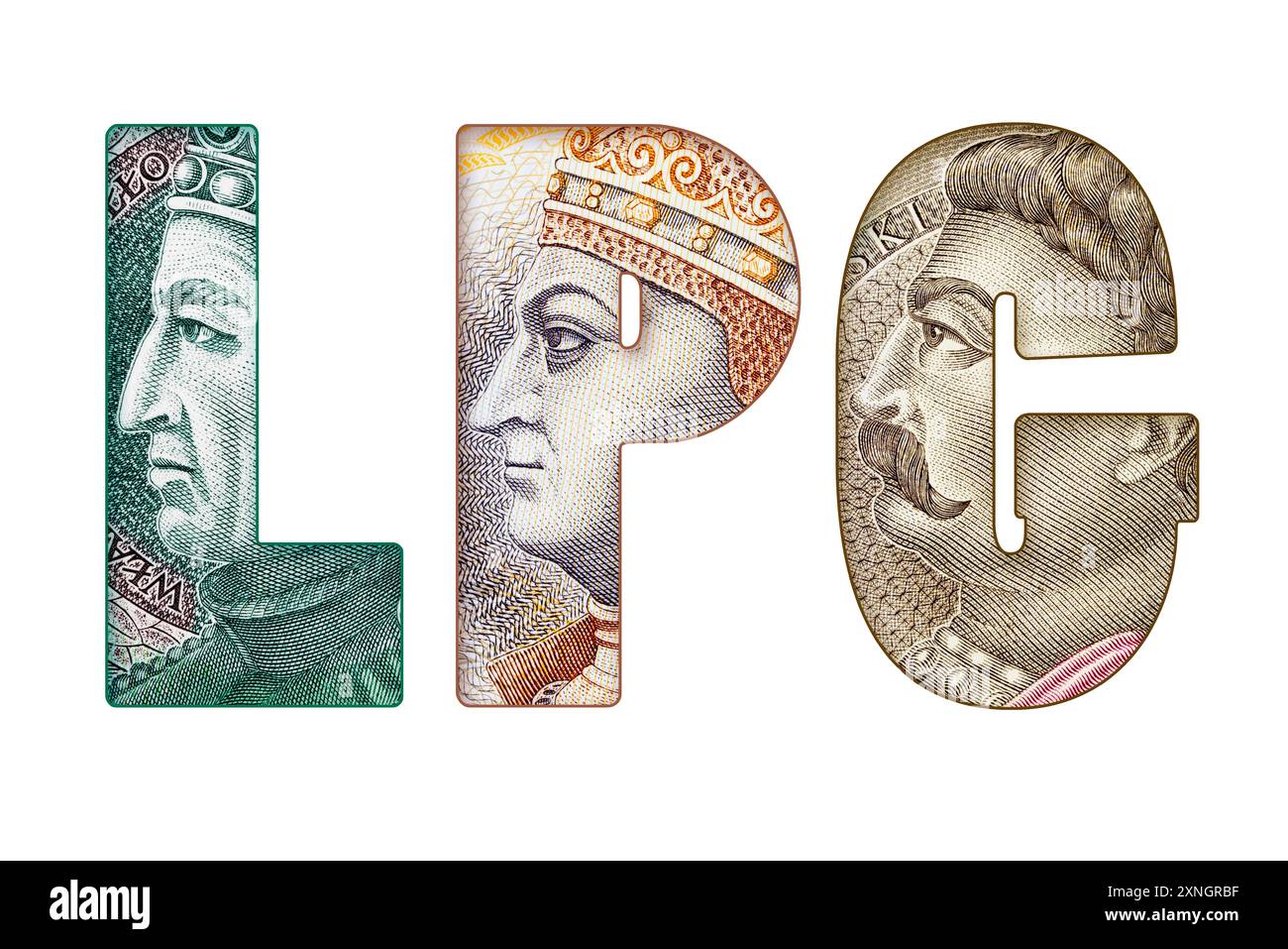 Inscription LPG (Liquefied Petroleum Gas) Text Made of Polish Banknotes ...