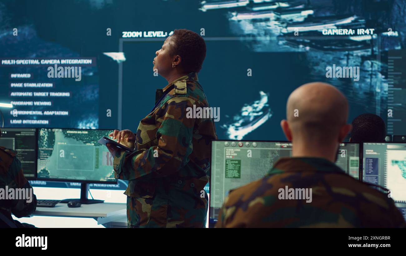 Female brigadier general conducing anti terrorism mission in military ...