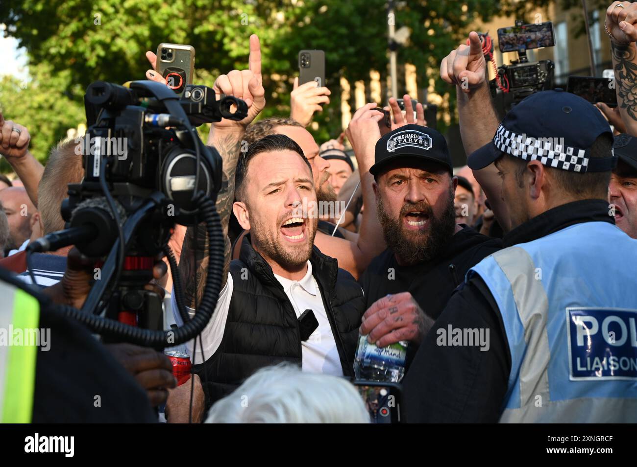 LONDON, ENGLAND - JULY 31 2024: Angry protesters clashed with police ...