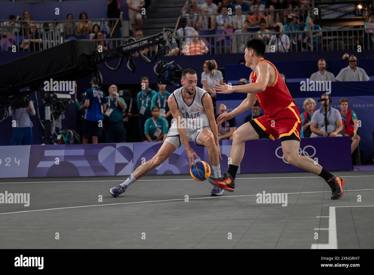 Paris, France. 12th Mar, 2024. Action during the men's pool round 3x3 basketball game between ...