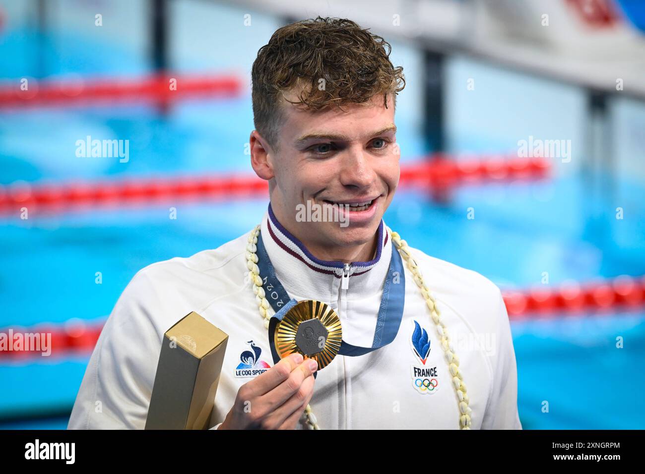 Nanterre, France. 31st July, 2024. Leon Marchand ( FRA ) Gold medal ...