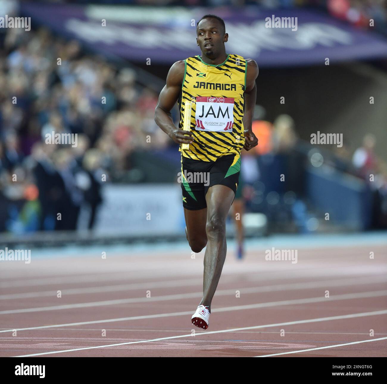 Glasgow Commonwealth Games 2014, Hampden Park. Men's 4x100 relay heat 2 ...