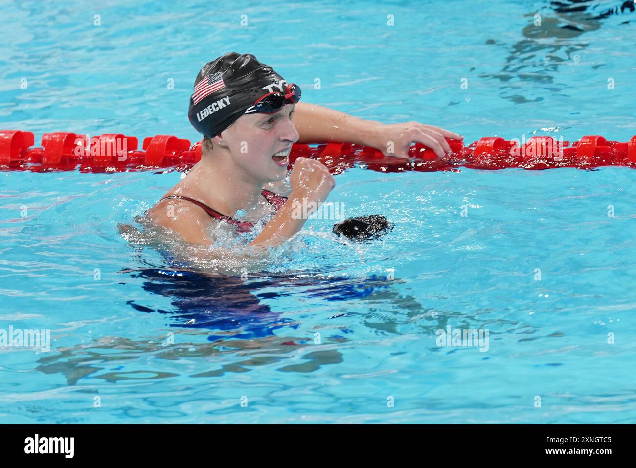 Paris, France. 31st July, 2024. Katie Ledecky of the United States ...