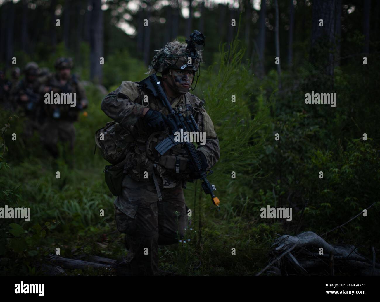A group of Soldiers with Charlie Co. 1-167 Infantry Regiment, move in a ...
