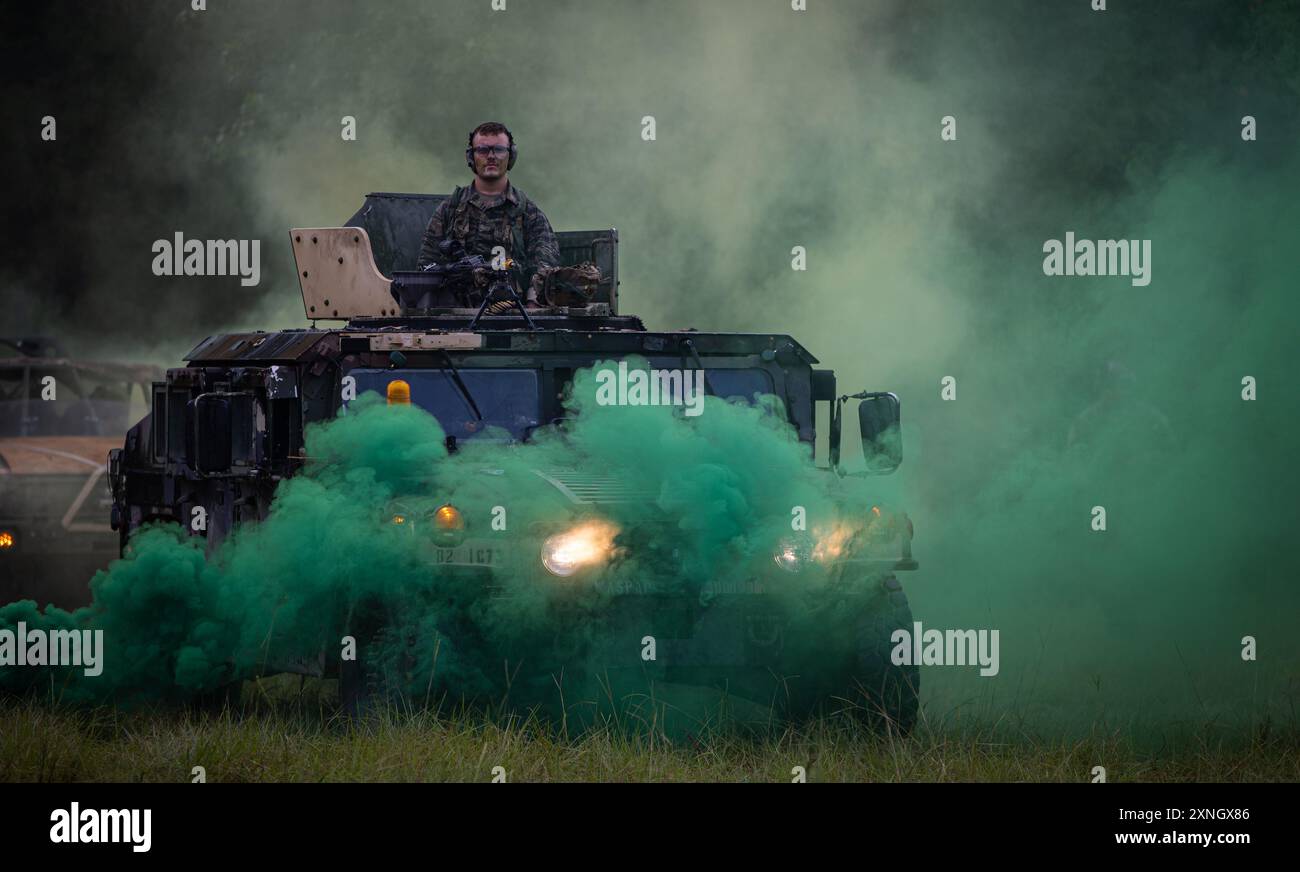A Soldier with the 82nd Airborne Division, acting as an enemy combatant ...