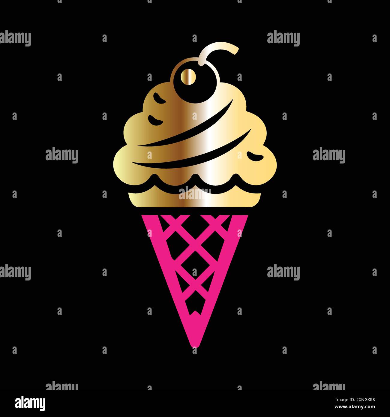 Ice cream icon. Vector illustration on black background. Ice cream ...