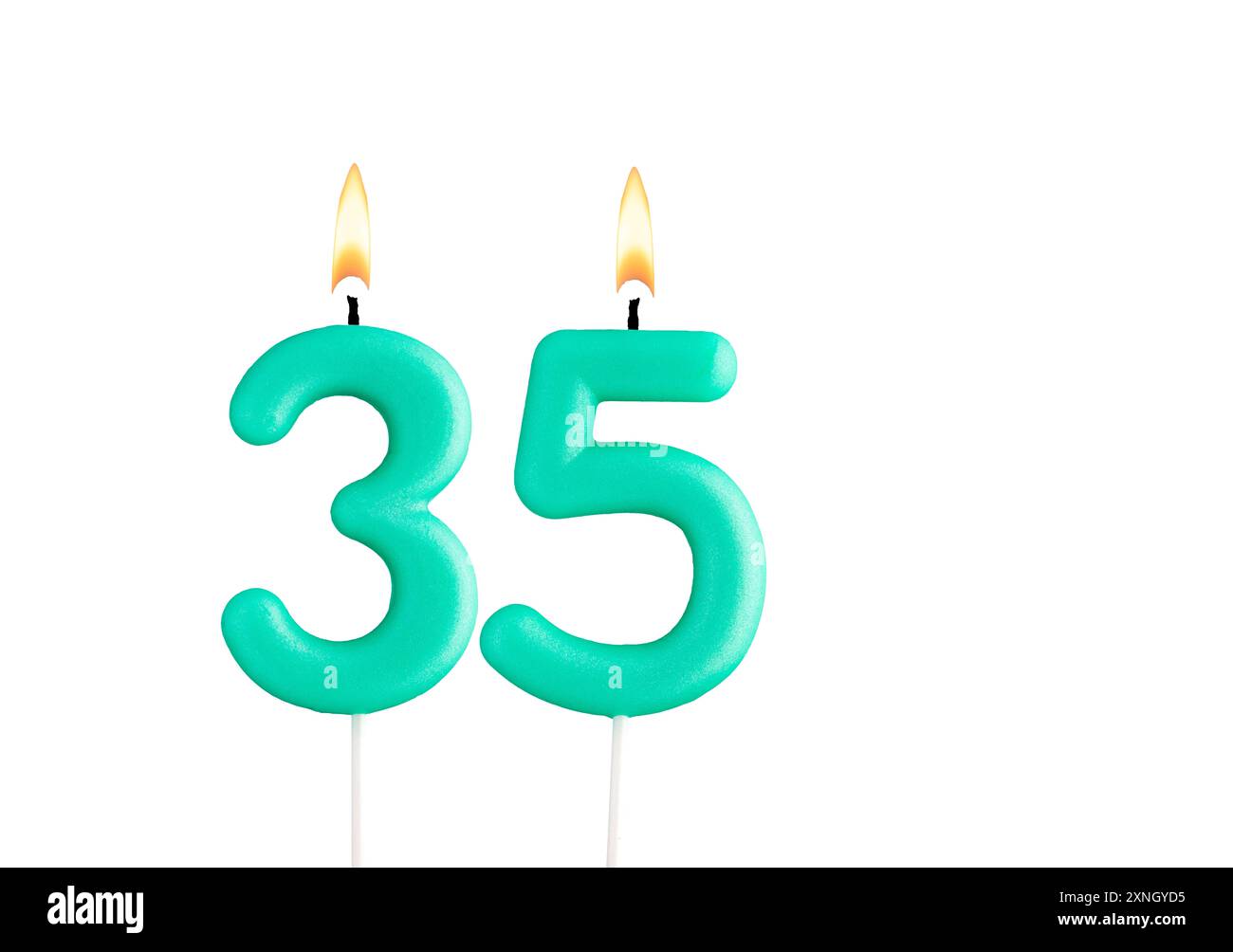 Green birthday candle on white background - Candle number 35 Stock ...