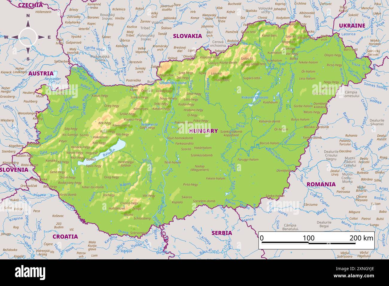 Physical Map Of Hungary
