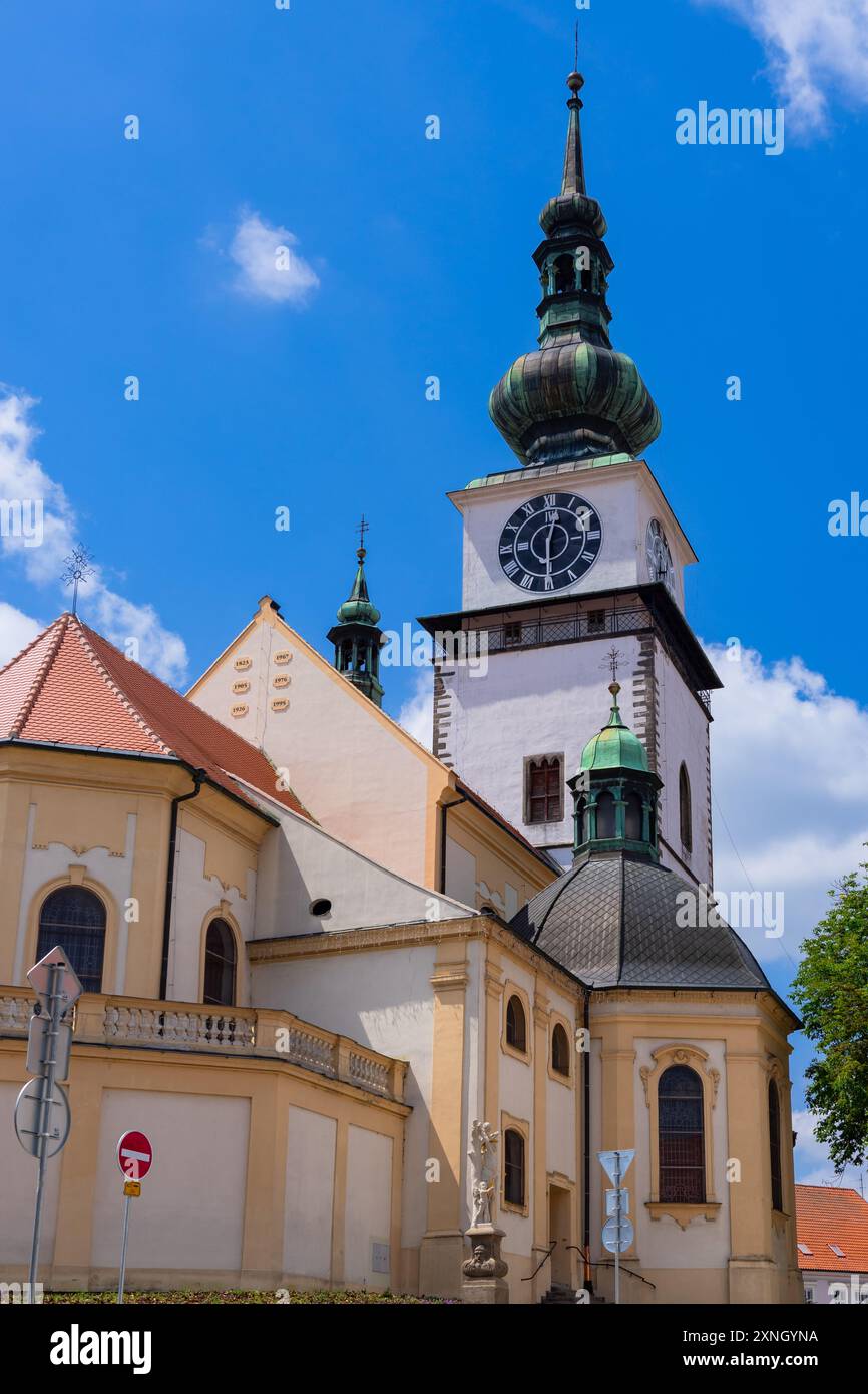 Trebic, Czech Republic. June 25, 2024. The seventy five meter high Town ...