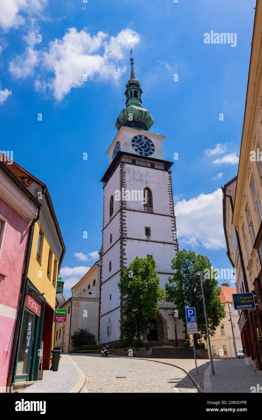 Trebic, Czech Republic. June 25, 2024. The seventy five meter high Town ...