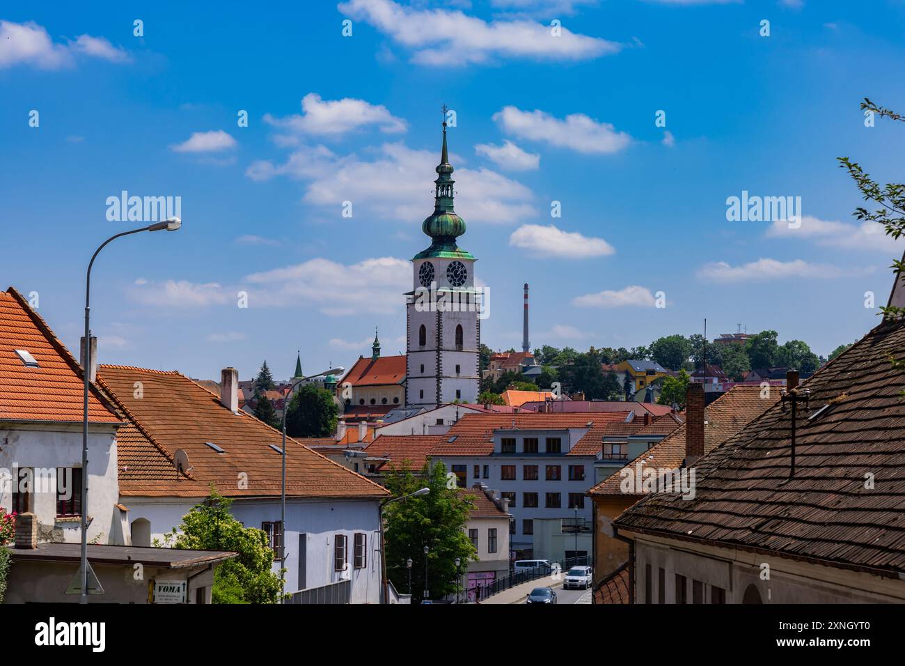 Trebic, Czech Republic. June 25, 2024. The seventy five meter high Town ...