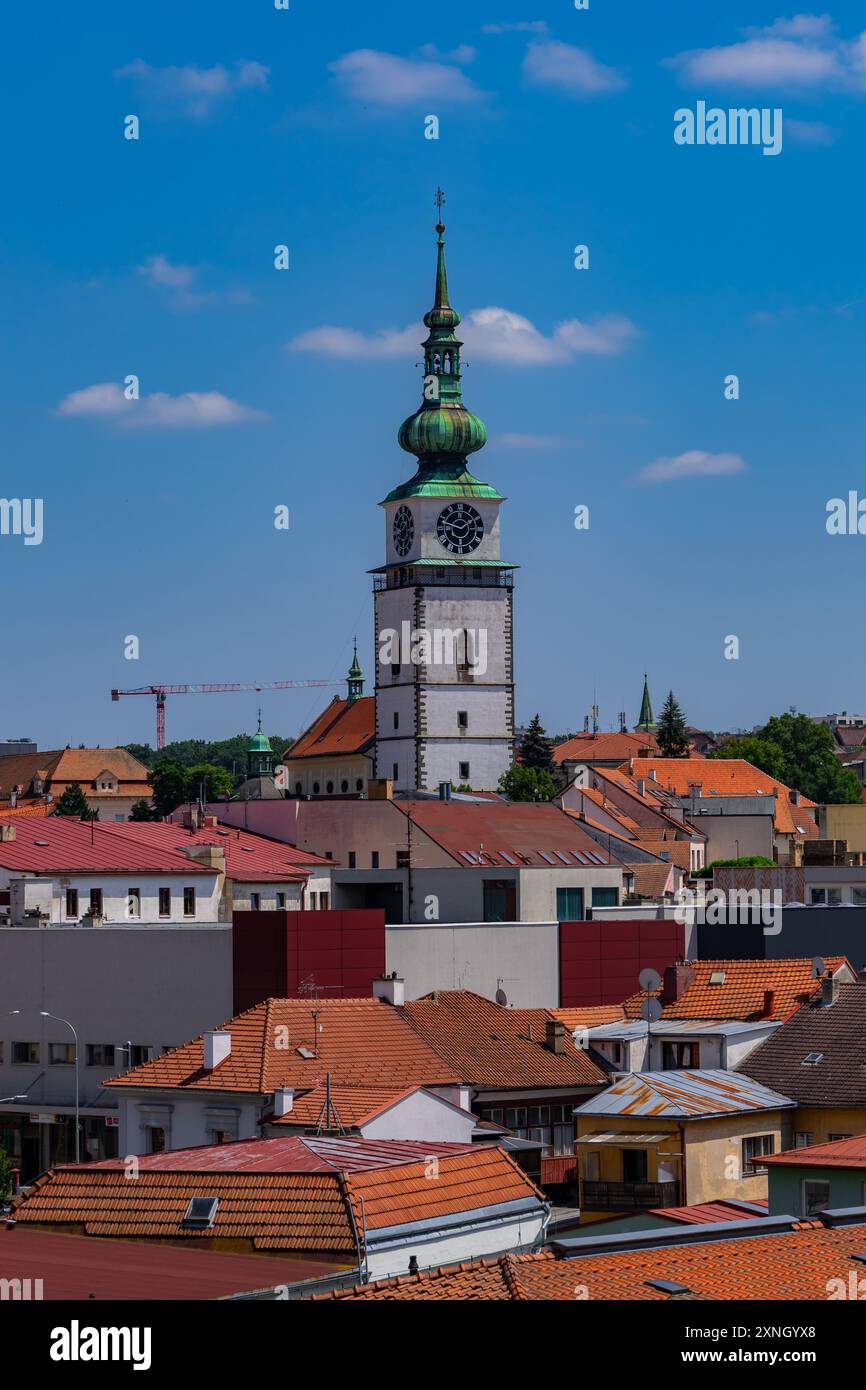 Trebic, Czech Republic. June 25, 2024. The seventy five meter high Town ...