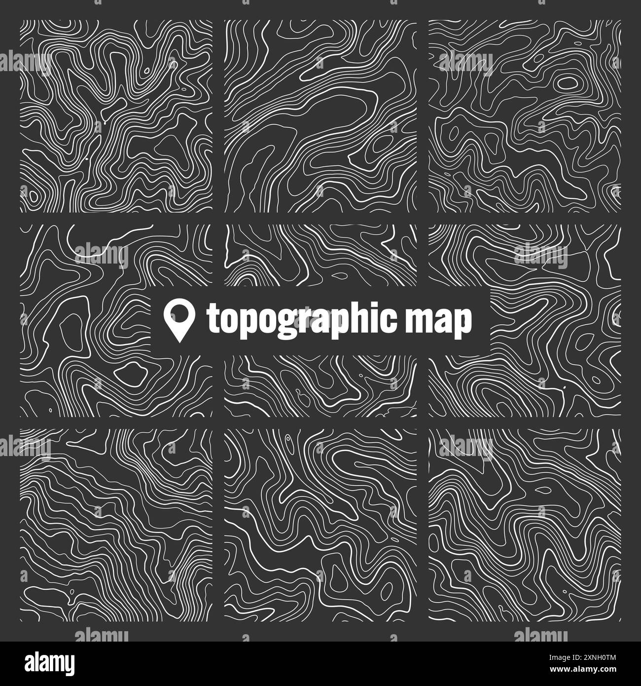 Topographic map with contour lines. Geographic terrain grid, relief ...