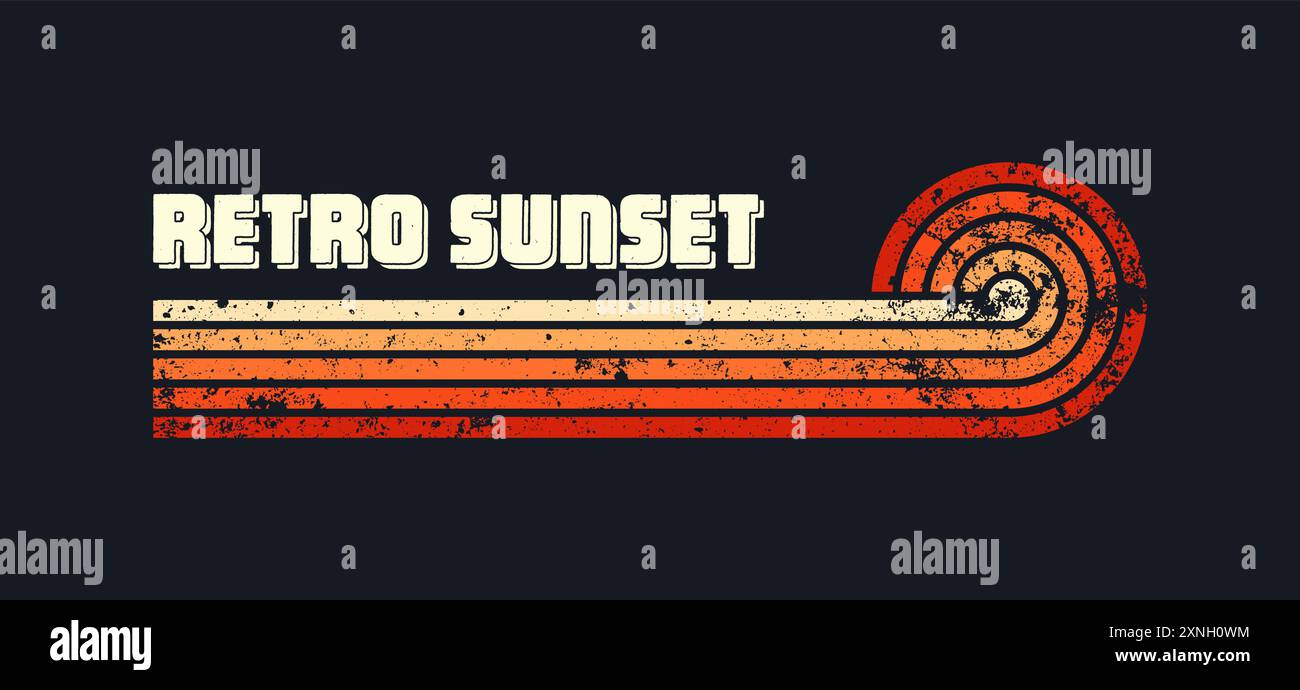 Grunge horizontal vintage sunsets. Various colorful striped sunrise ...