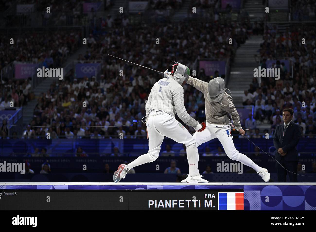 Paris - France, July 31, 2024, French fencing team, defeats Italian ...