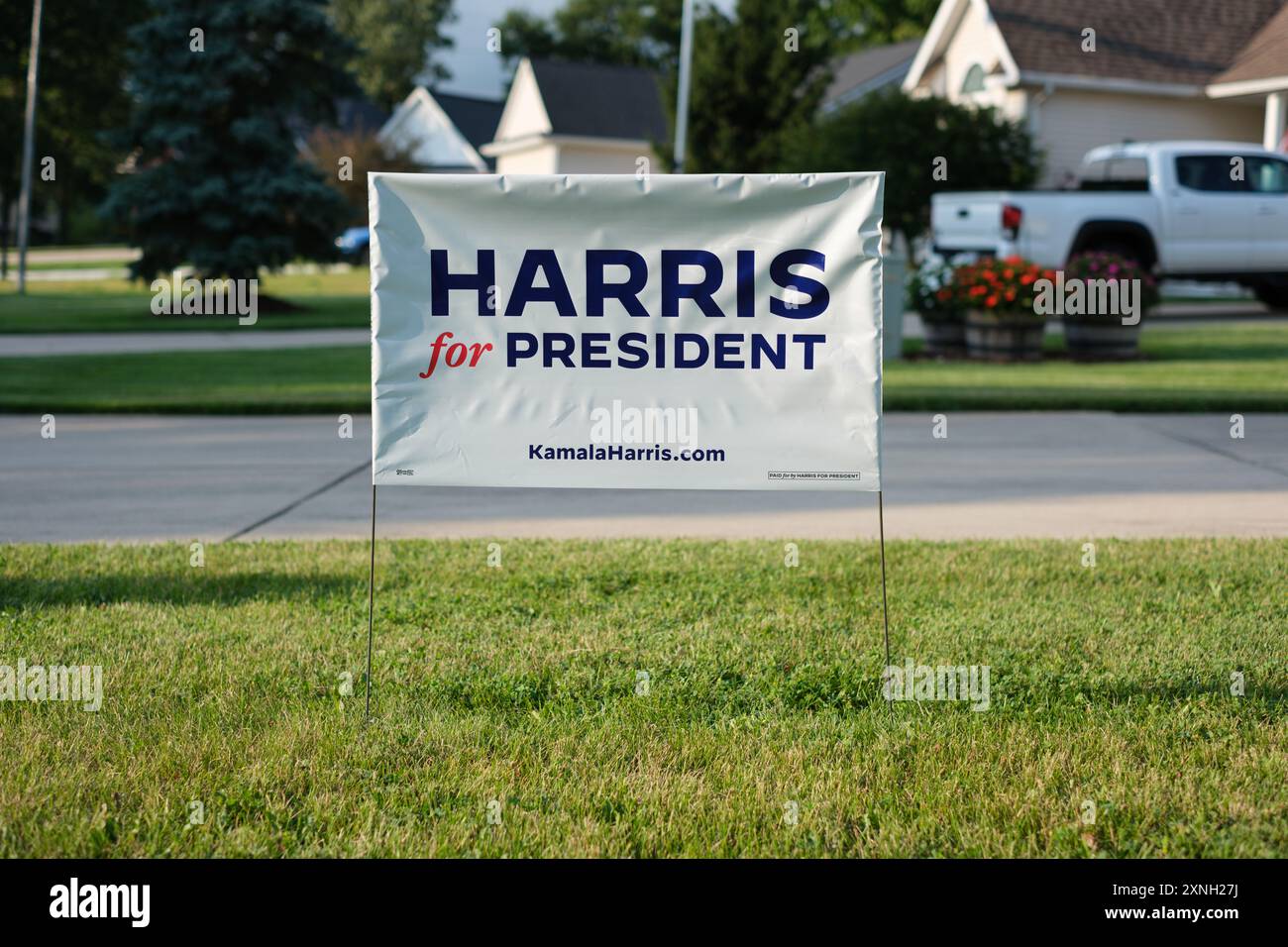 Harris for President yard sign in front of a suburban home in Grand ...