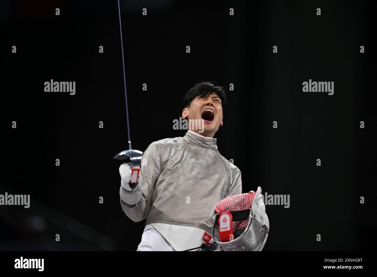 Paris - France, July 31, 2024, French fencing team, defeats Italian ...