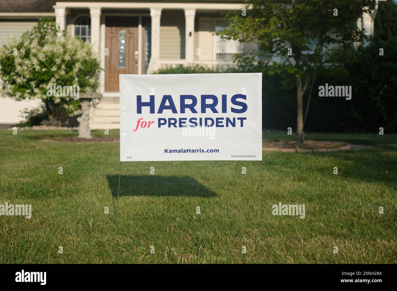 Harris for President yard sign in front of a suburban home in Grand ...