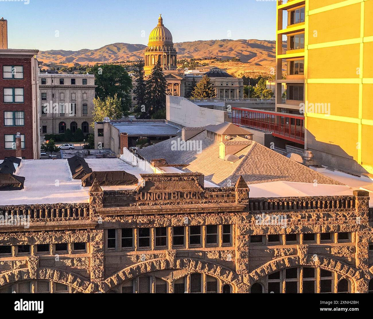 The Union Block building (1902) in Boise, Idaho with the state Capitol ...