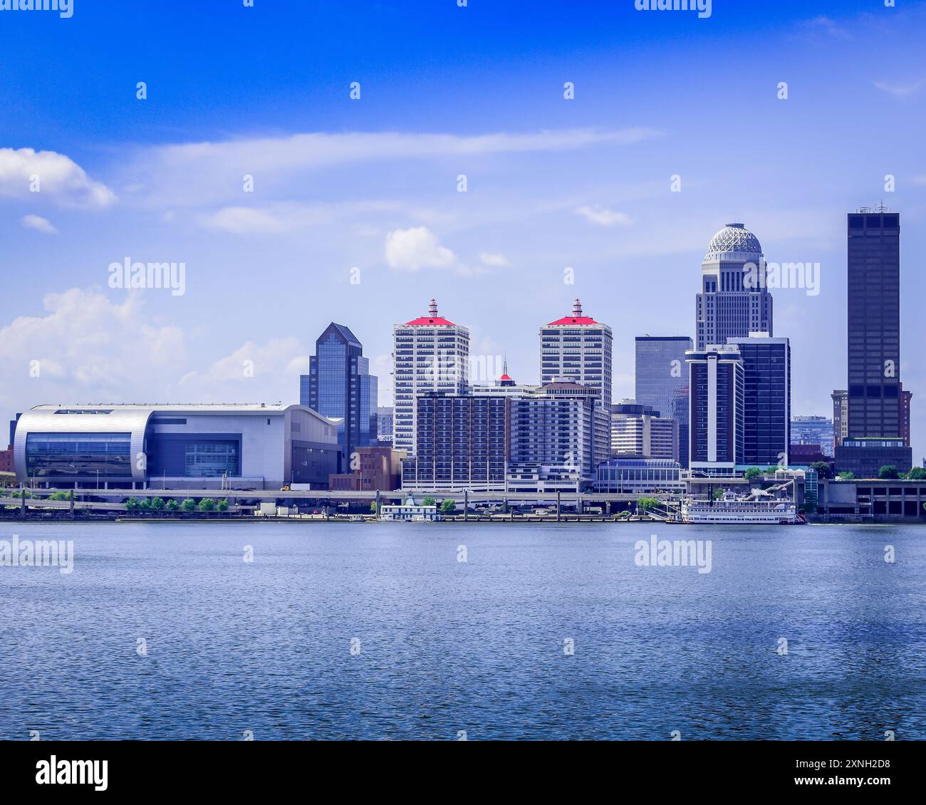 Louisville skyline from Falls of the Ohio Park on the Indiana side of ...