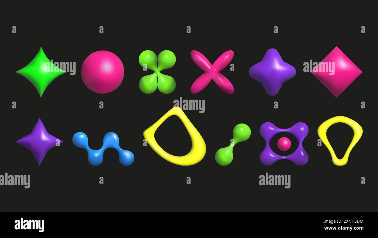 3D plastic elements set isolated abstract shapes. Geometric shapes are ...