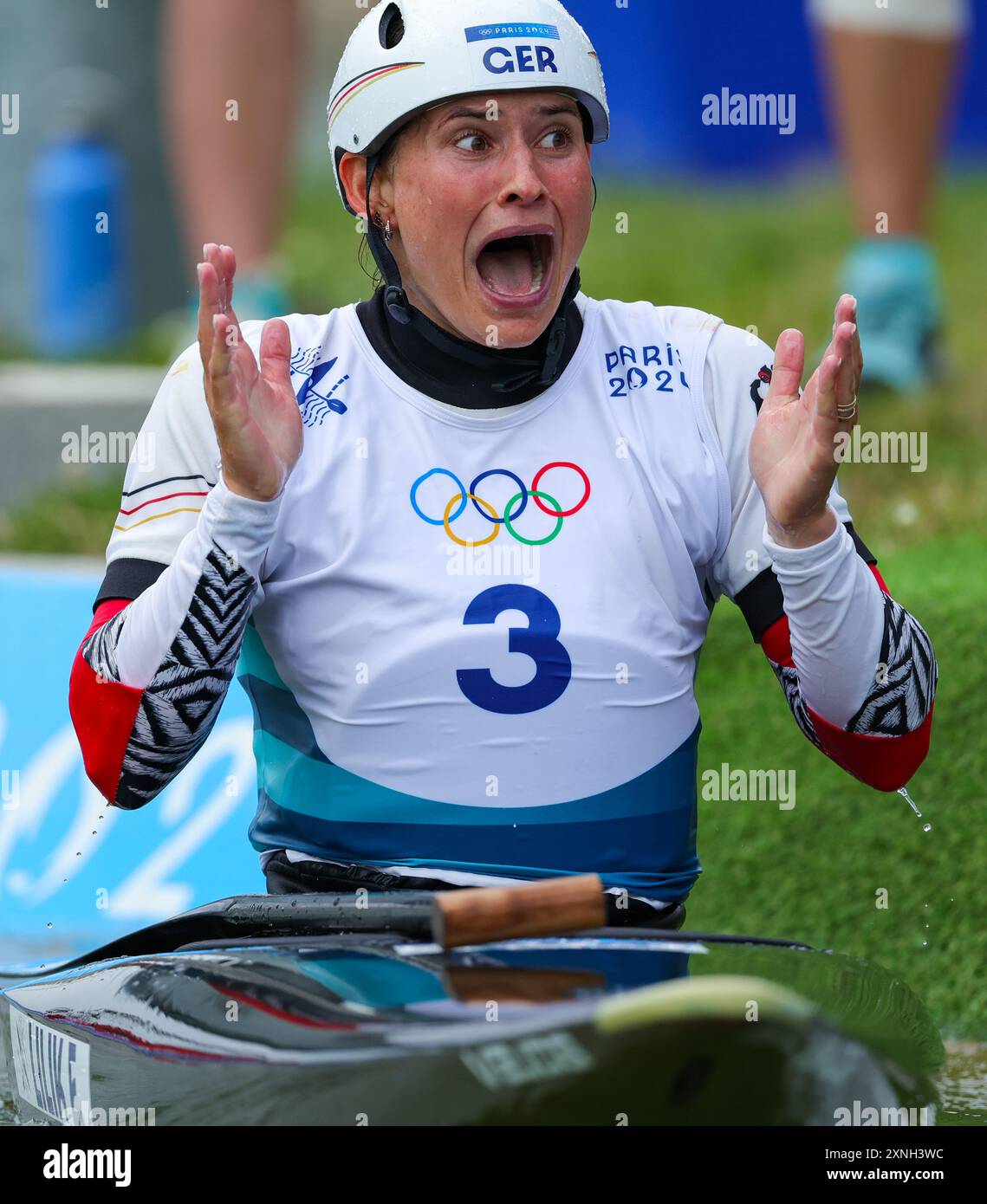 Paris, France. 31st July, 2024. Elena Lilik of Germany reacts after the ...